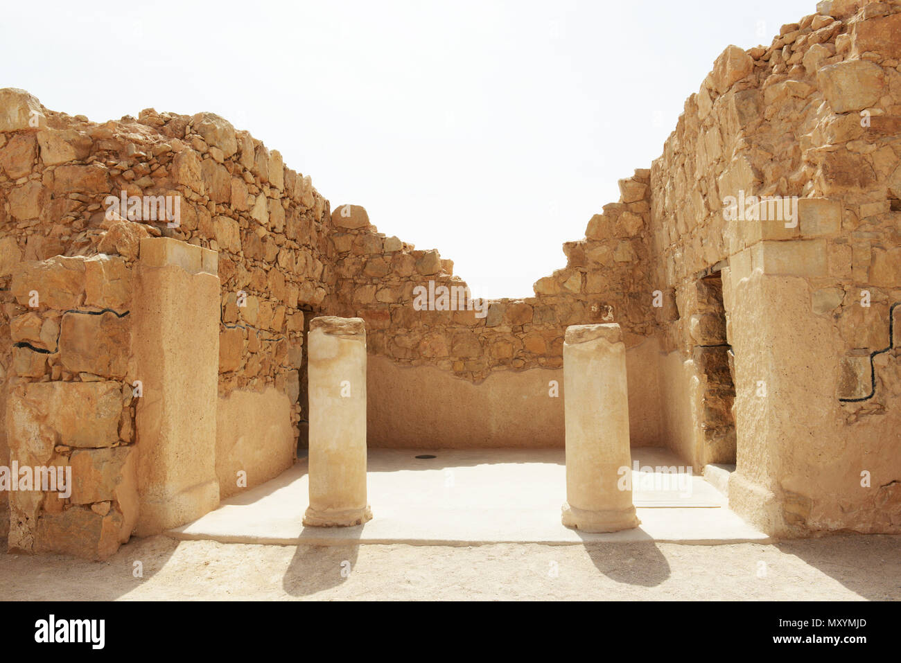 Ruins at the ancient fortified Jewish stronghold of Masada Stock Photo ...