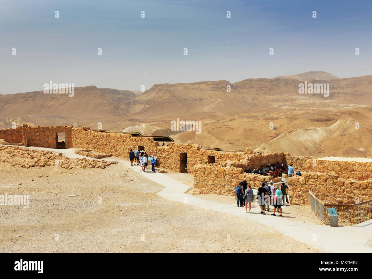 Ruins at the ancient fortified Jewish stronghold of Masada Stock Photo ...