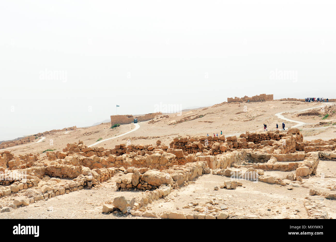Ruins at the ancient fortified Jewish stronghold of Masada Stock Photo ...