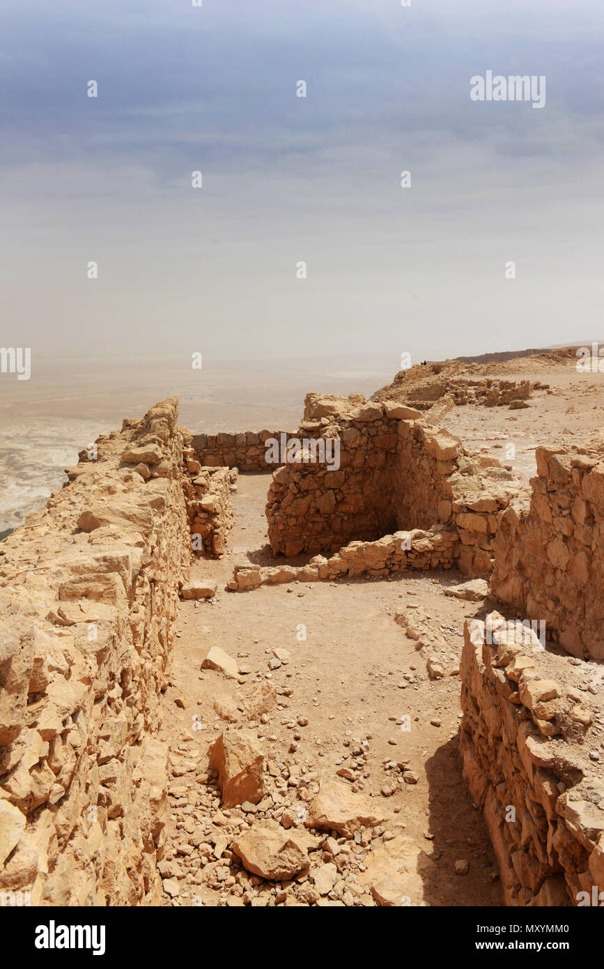 Ruins at the ancient fortified Jewish stronghold of Masada Stock Photo ...
