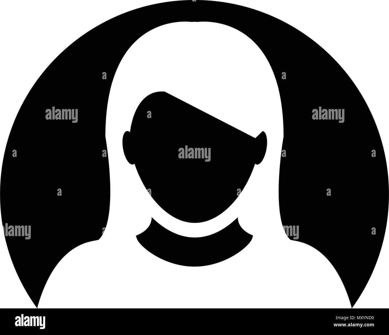 Person icon vector female user profile avatar symbol in circle flat ...