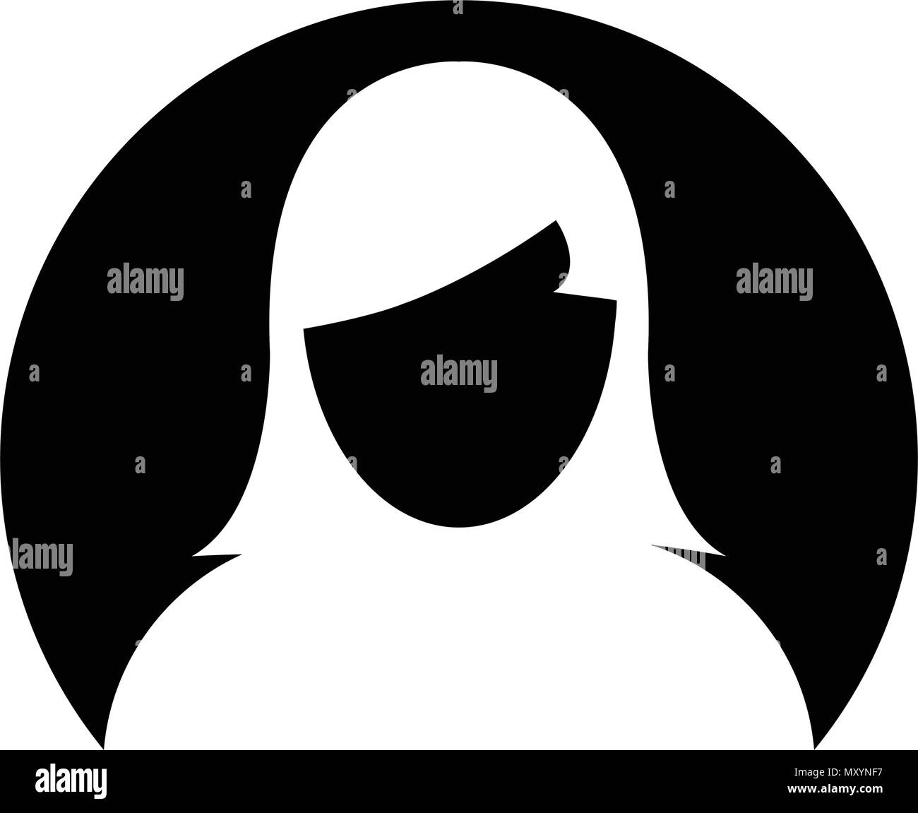 Female icon vector user person profile avatar symbol in circle flat ...