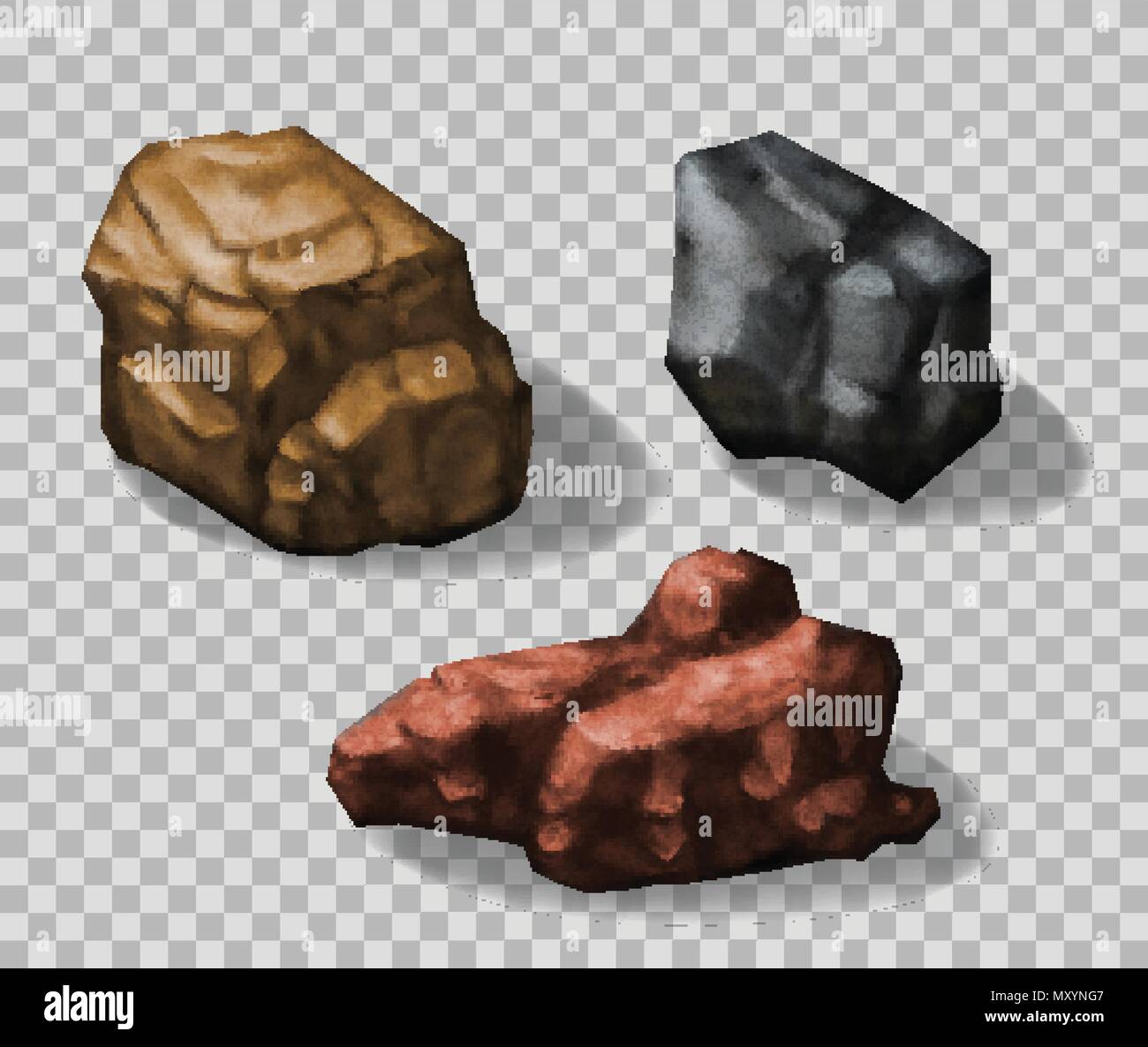 Rock stone set realistic Stock Vector Images - Alamy