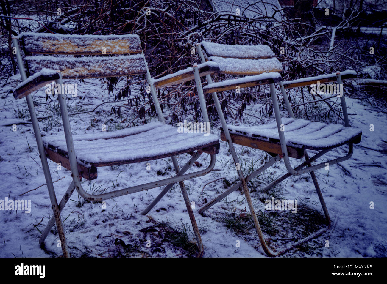 2 chairs in wintero Stock Photo - Alamy