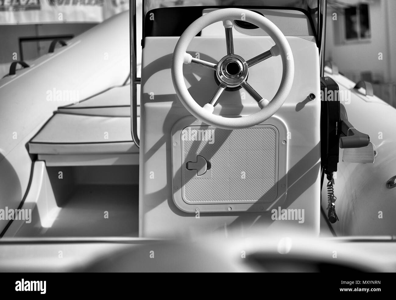 Wheel of a modern inflatable boat Stock Photo - Alamy