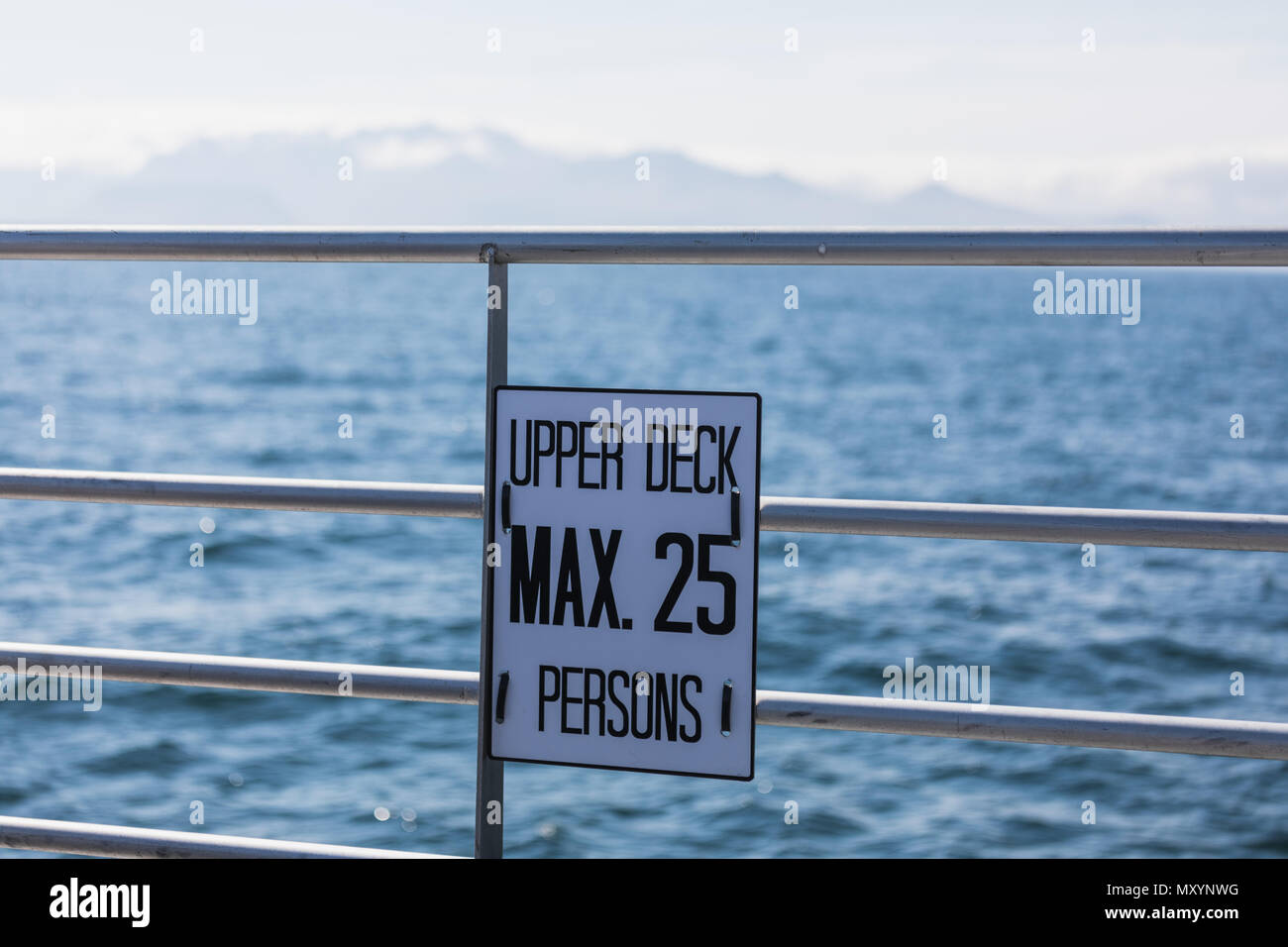 upper deck sign max 25 persons on a whale watching boat on Iceland ...
