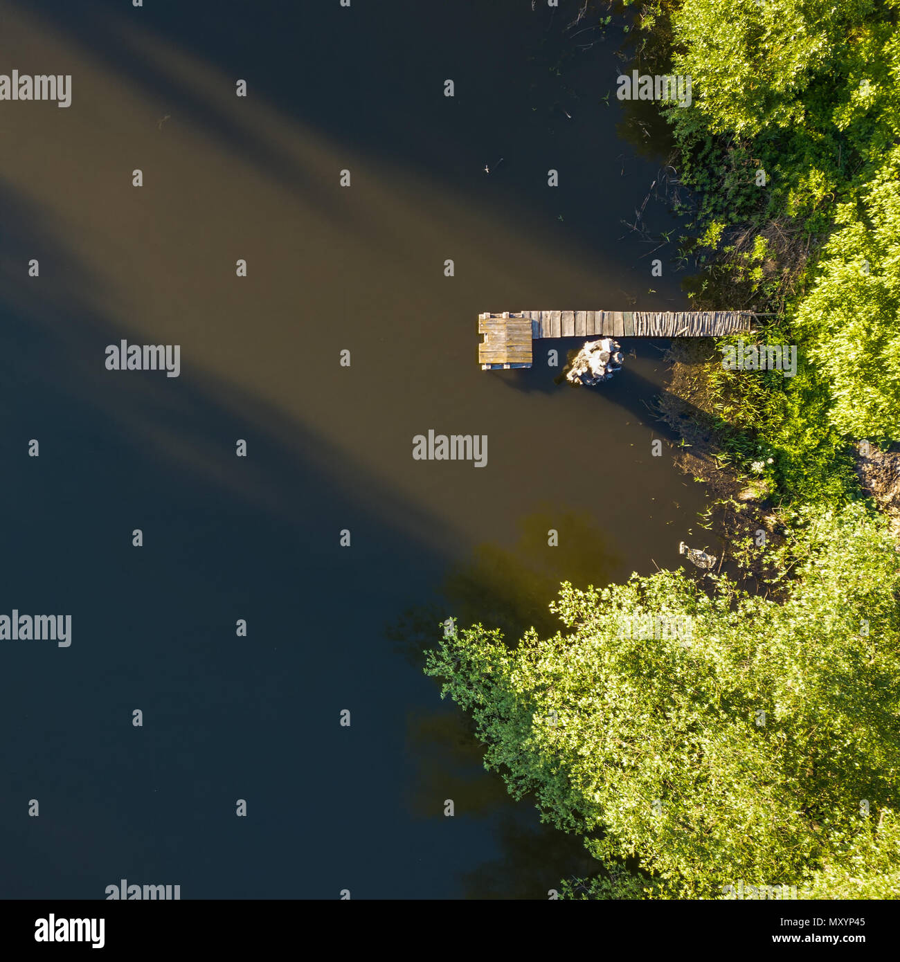 Top view wood lake bridge hi-res stock photography and images - Alamy