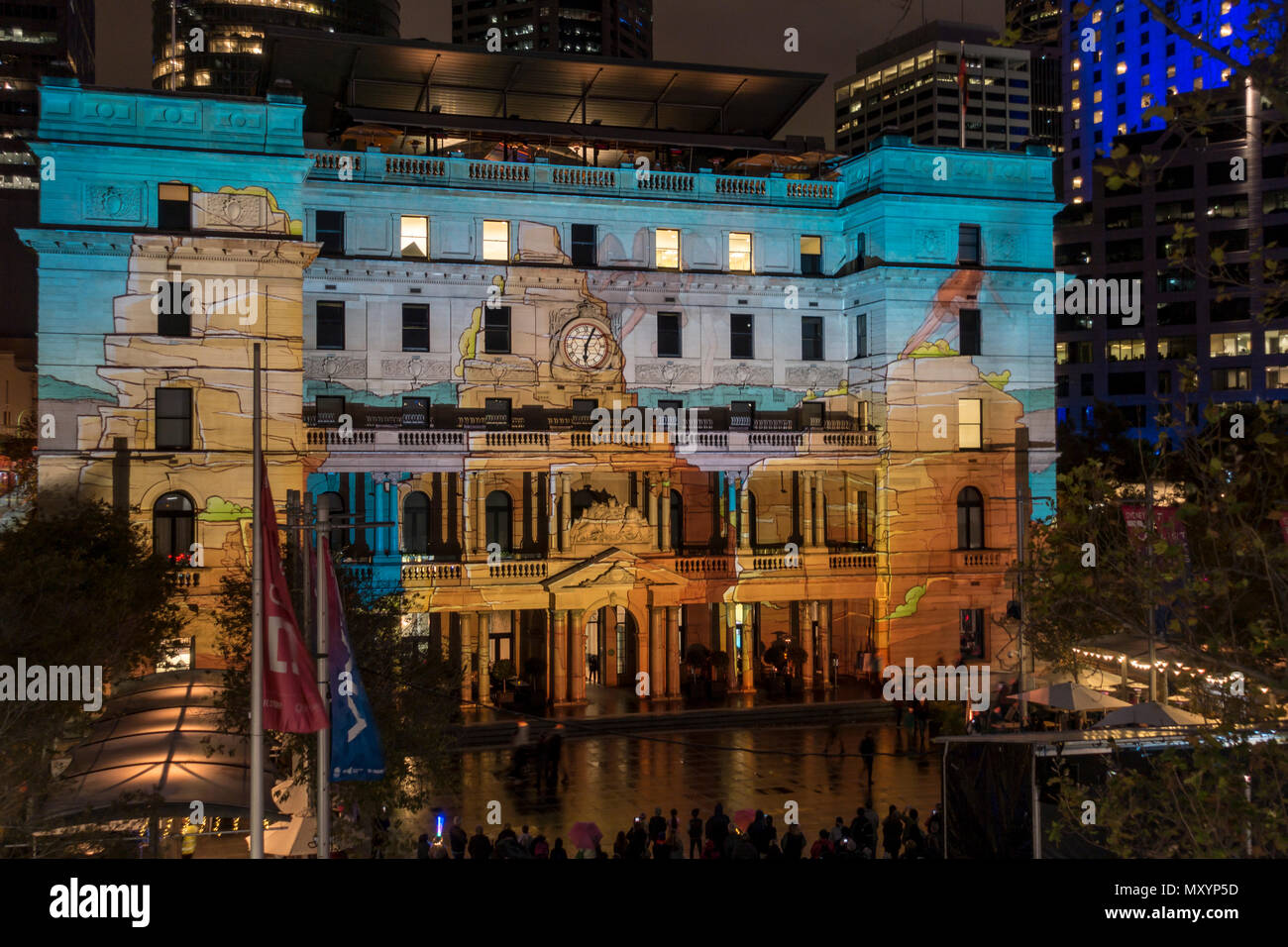 Light installation on Customs House, Circular Quay, Sydney, featuring ...
