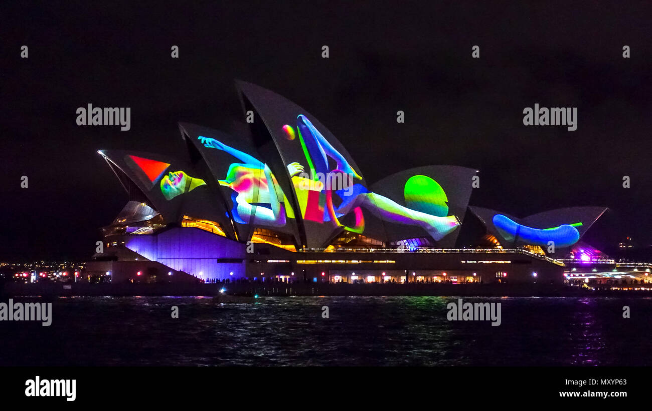 The Sydney Opera House illuminated during Vivid Sydney 2018 Stock Photo ...