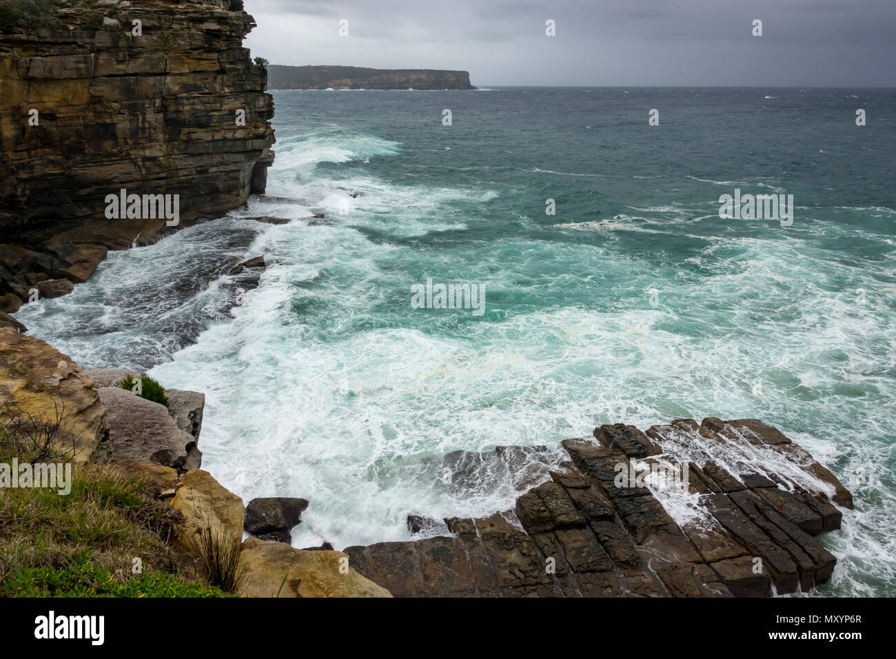Rough seas looking towards North Head from the South Head Coastal Trail ...