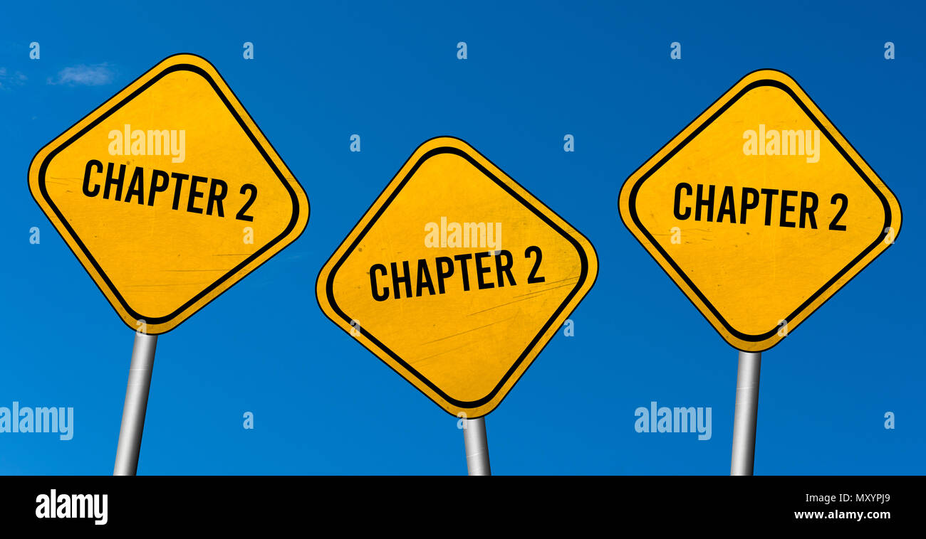 chapter 2 - yellow signs with blue sky Stock Photo - Alamy