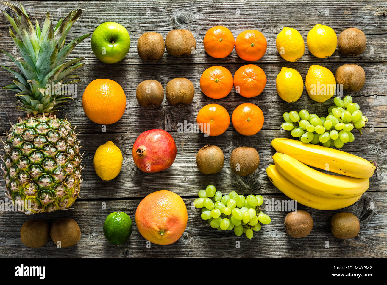 Tropical fruit on table, farm fresh organic fruits on market, flat lay ...