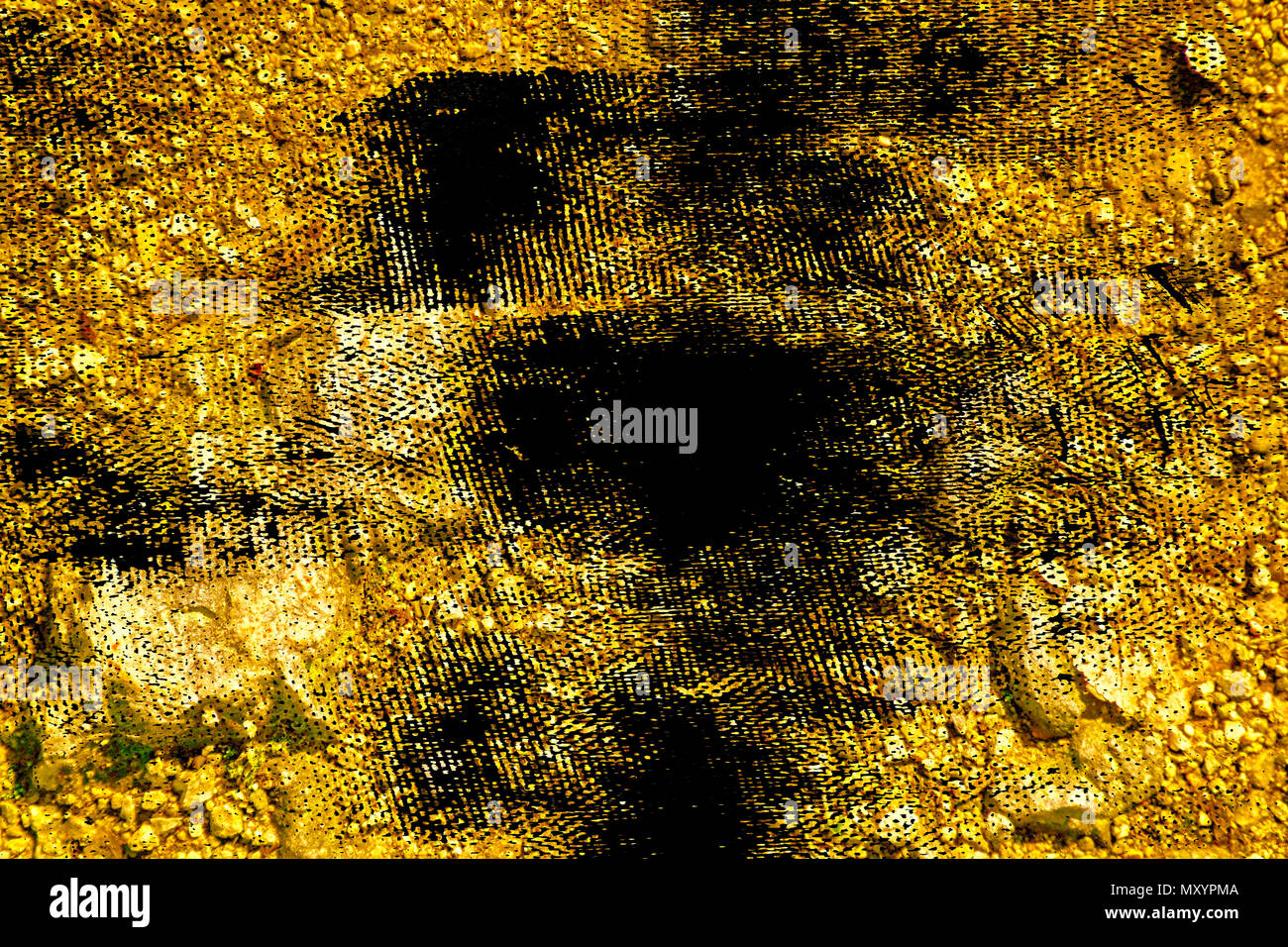 Grunge Ultra yellow Ground like on Mars, land texture, sand surface ...