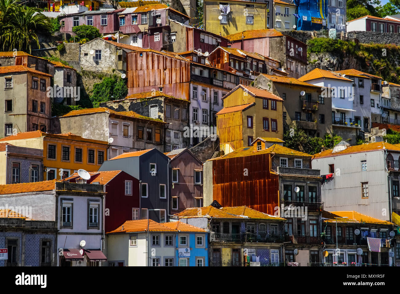 Street view of colorful houses of Porto, Portugal Stock Photo - Alamy