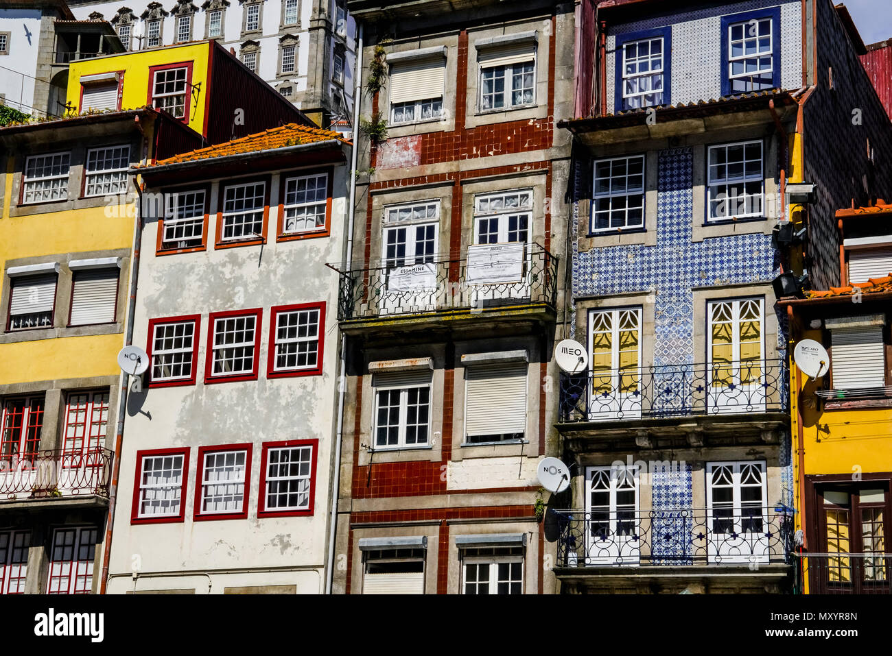 Street view of colorful houses of Porto, Portugal Stock Photo - Alamy