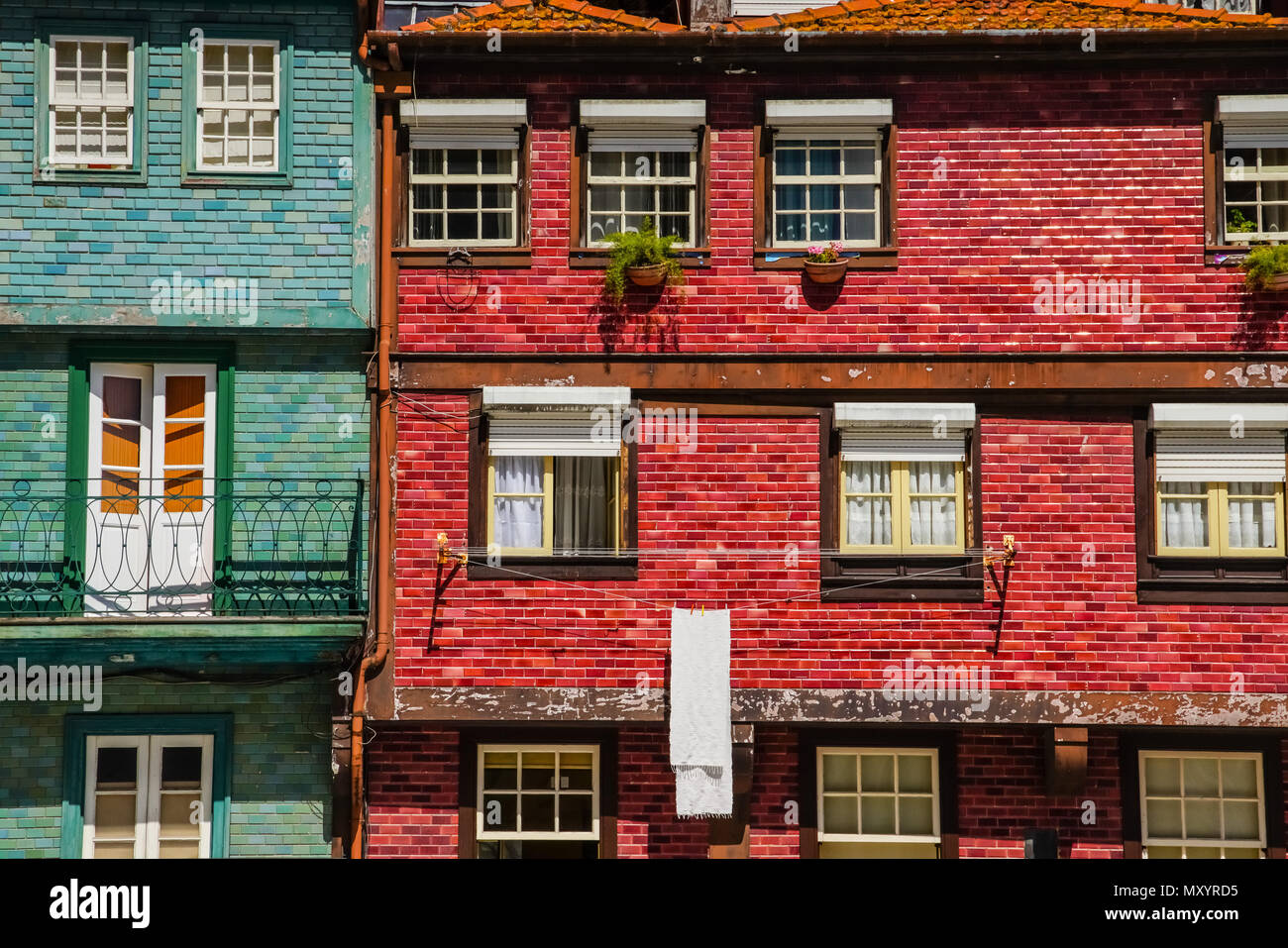 Street view of colorful houses of Porto, Portugal Stock Photo - Alamy