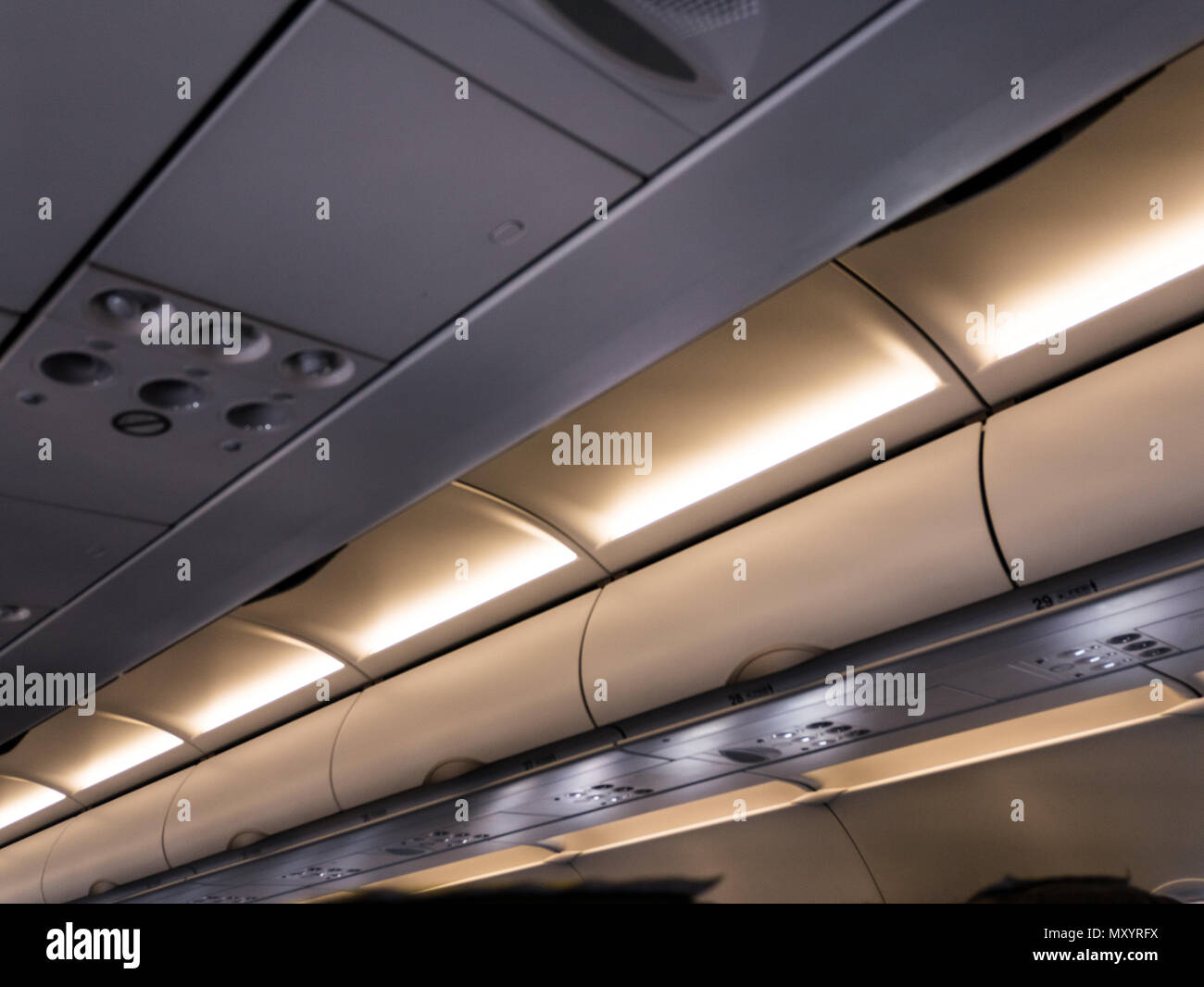 interior of an airliner while flying Stock Photo - Alamy
