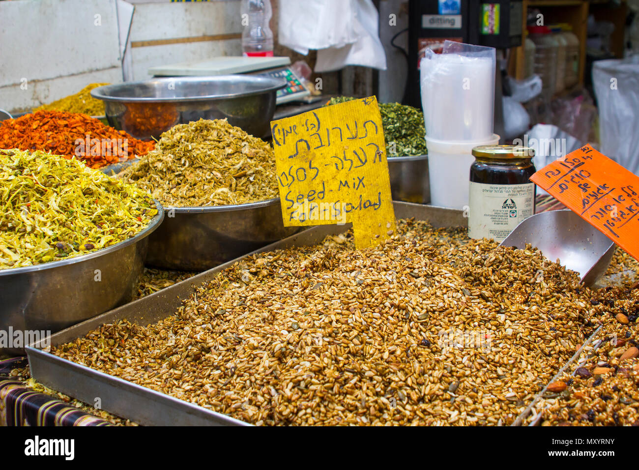 9 May 2018 A selection of seeds, herbs and spices on sale at the busy ...