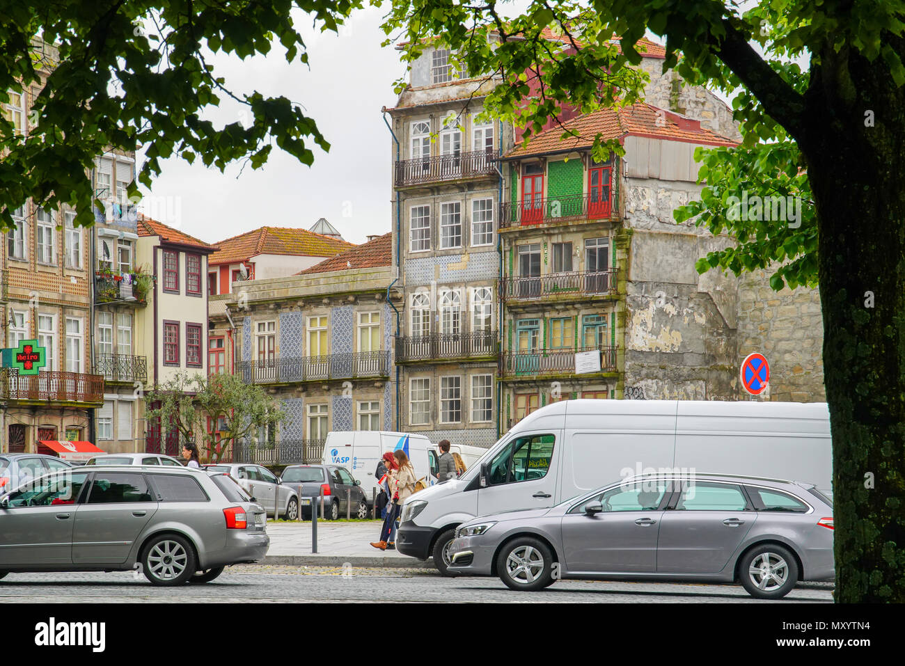 Street view of colorful houses of Porto, Portugal Stock Photo - Alamy