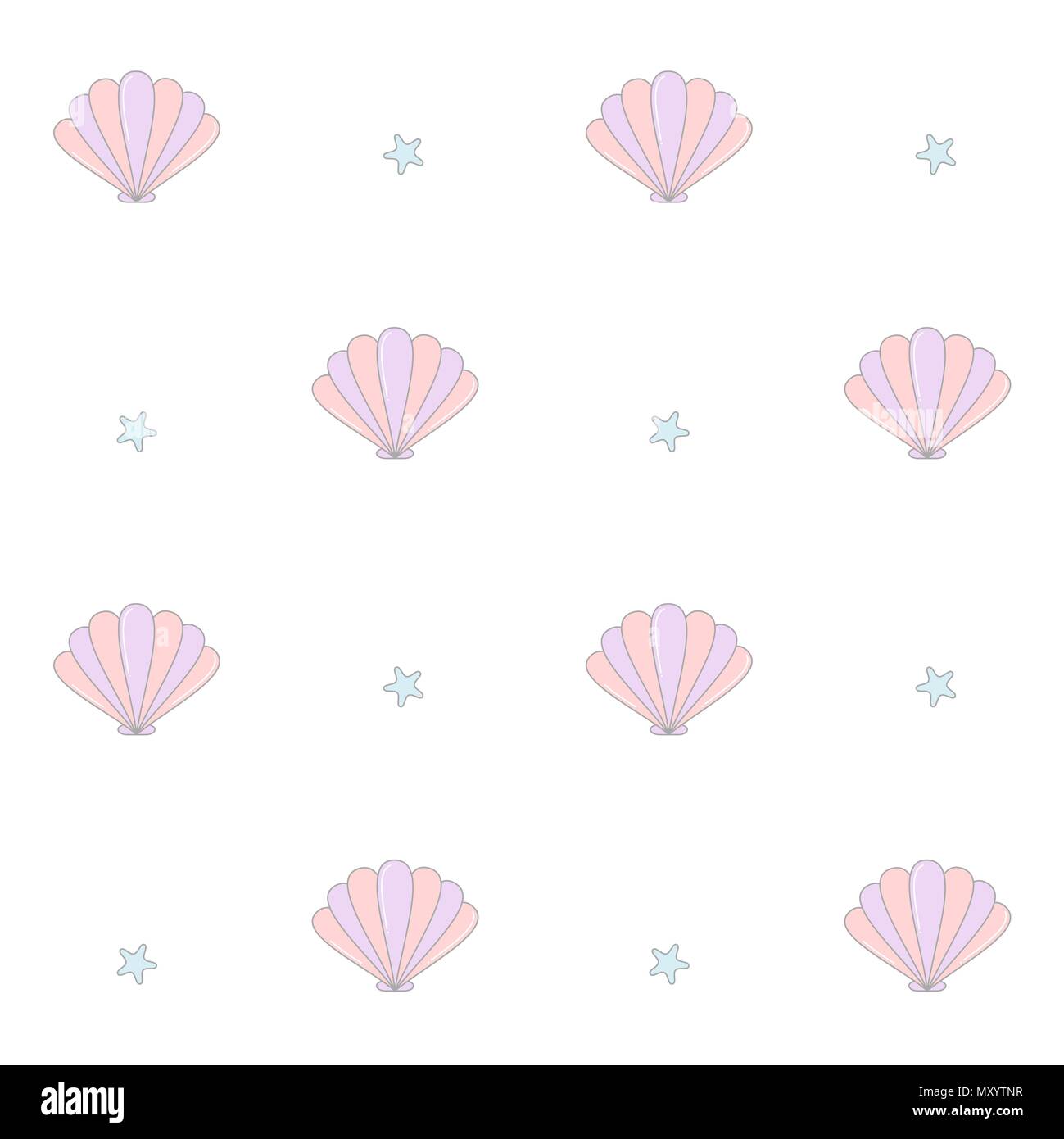 cute colorful seashells seamless vector pattern background illustration ...