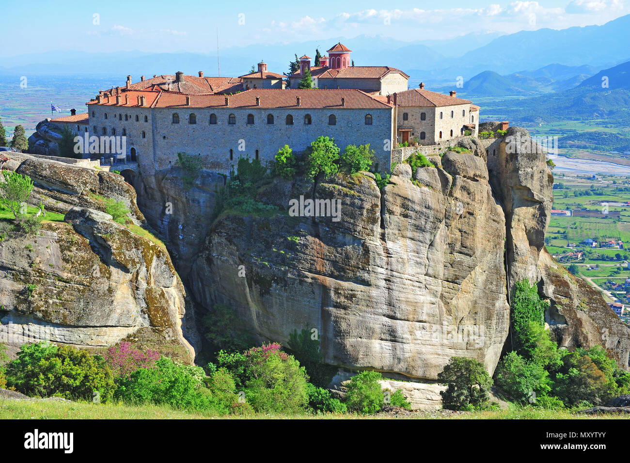 Monastery on cliffs of Meteora, Greece Stock Photo - Alamy