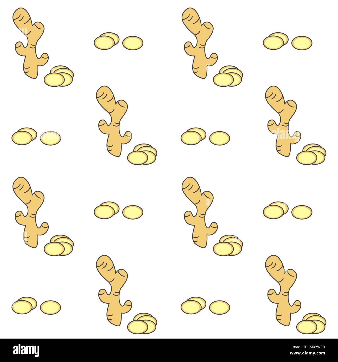 cute ginger root seamless vector pattern background illustration Stock ...