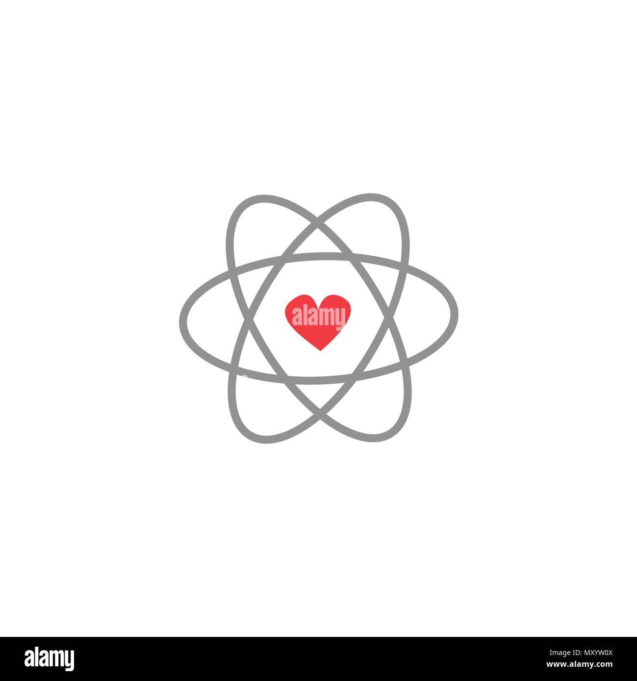 cute cartoon vector atom icon with red heart Stock Vector Image & Art ...