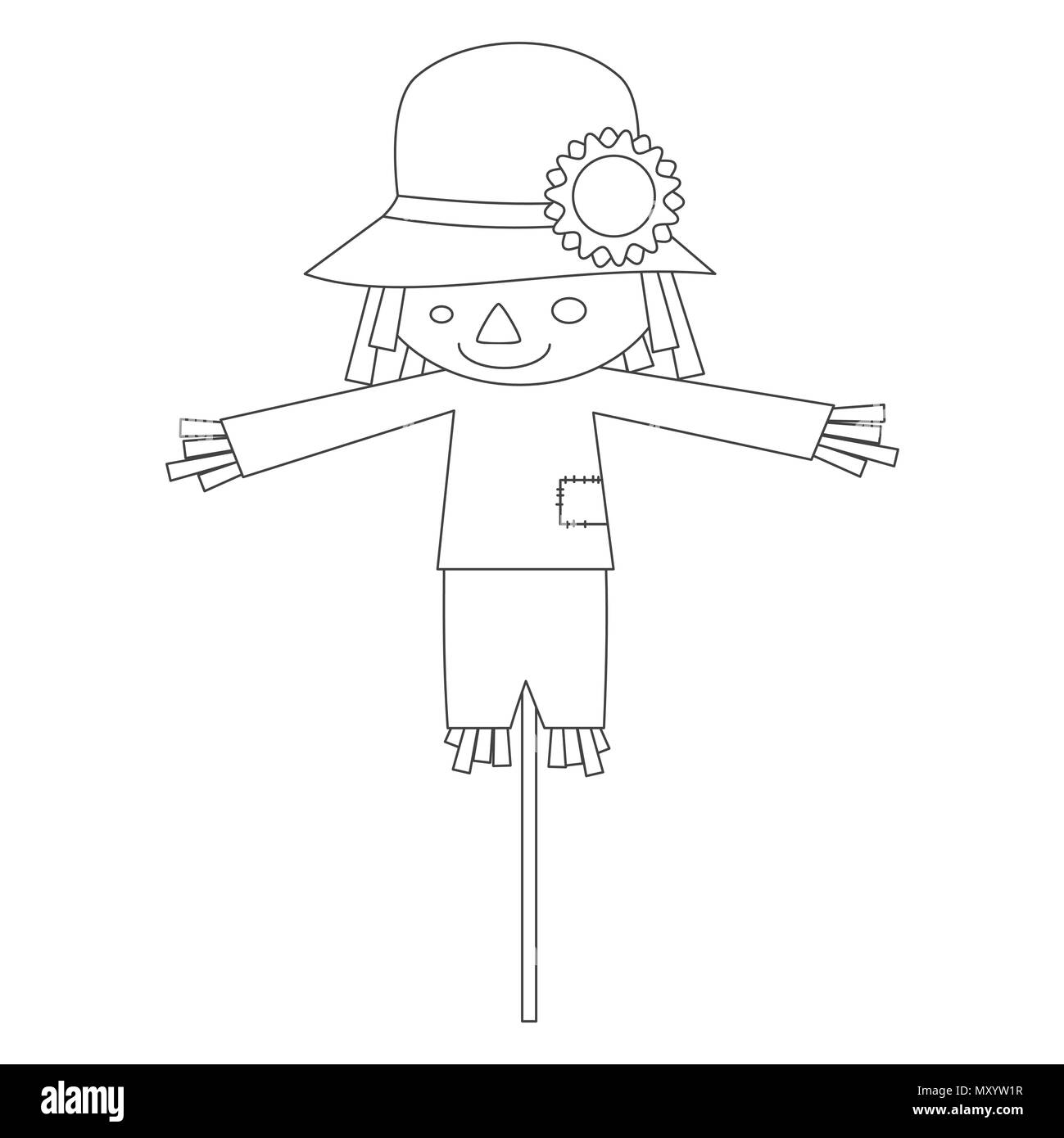 Cute Scarecrow Clipart Black And White