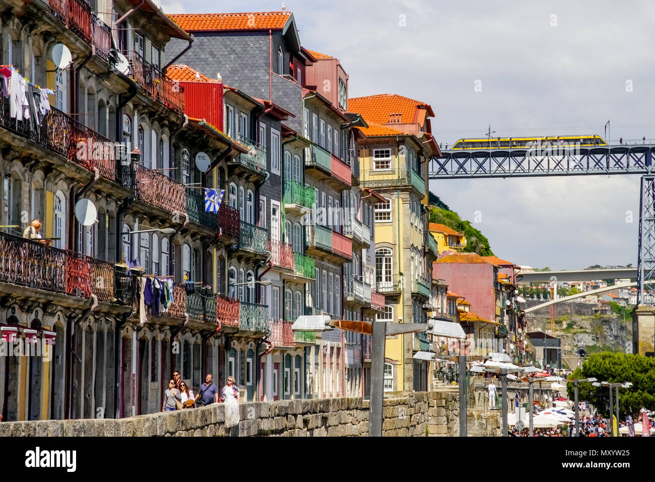 Street view of colorful houses of Porto, Portugal Stock Photo - Alamy