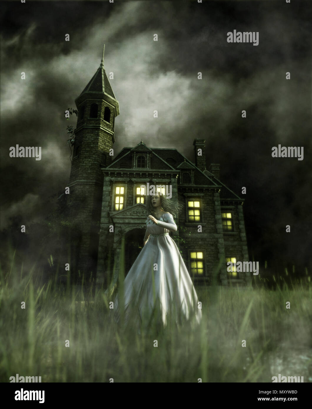 Woman running away fear hi-res stock photography and images - Alamy