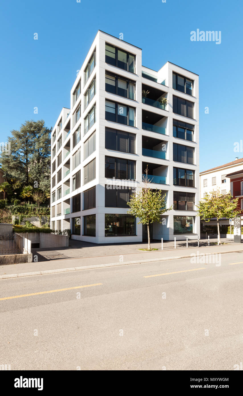 New apartment building view from the street Stock Photo - Alamy