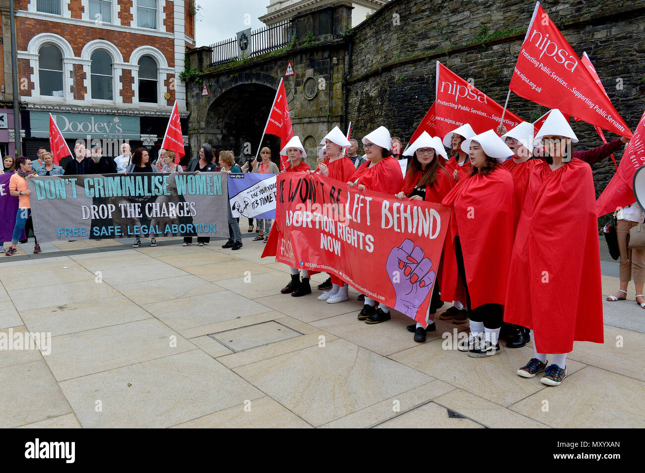 Pro Choice supporters wear handmaiden costumes as the abortion rights ...
