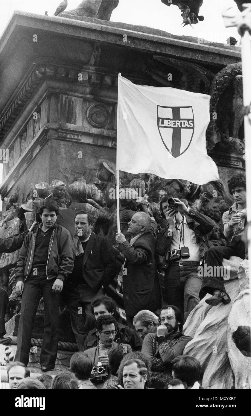 workers' demonstration, Milan, late 70s Stock Photo - Alamy