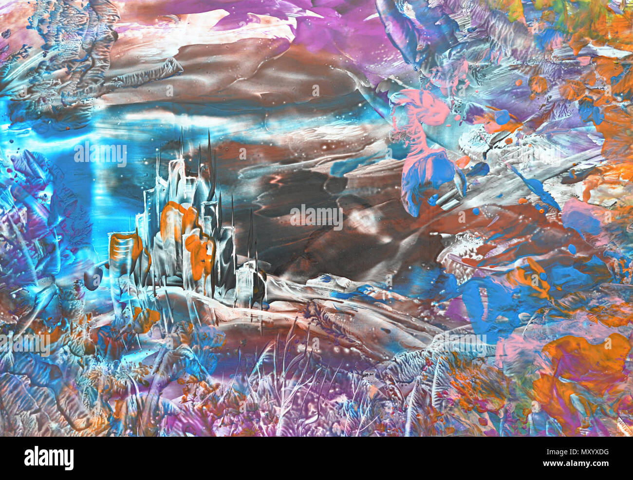 Abstract blue fantastic painting hi-res stock photography and images ...