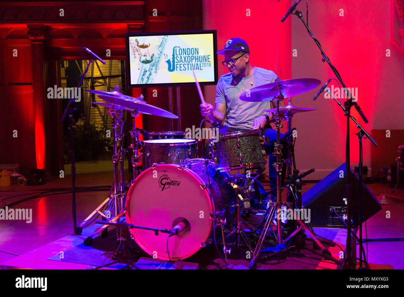 Bob Reynolds Quartet, sound check at London Saxophone Festival, Cadogan ...