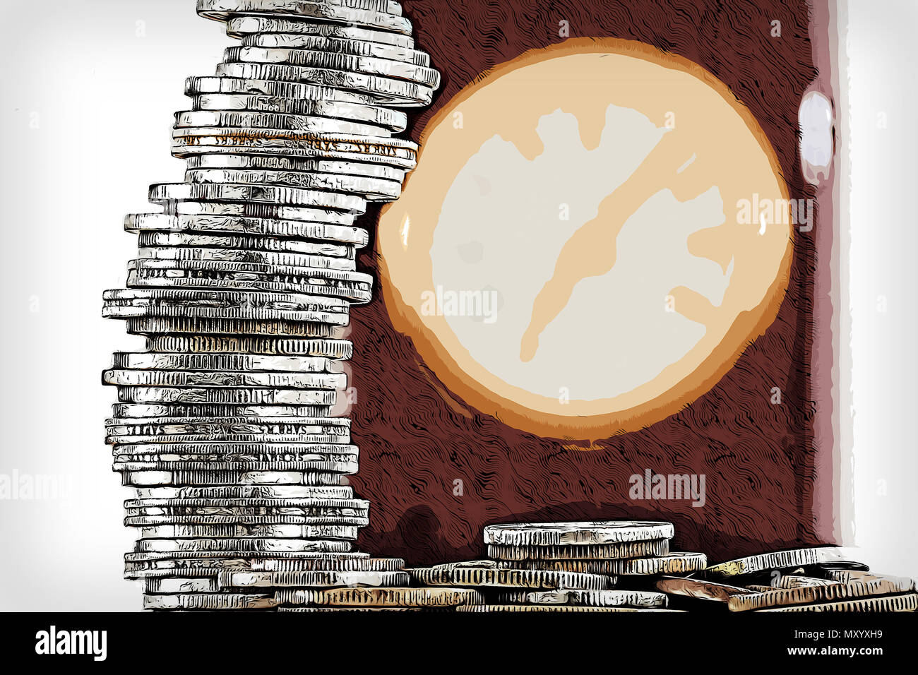 Silver coins cartoon hi-res stock photography and images - Alamy