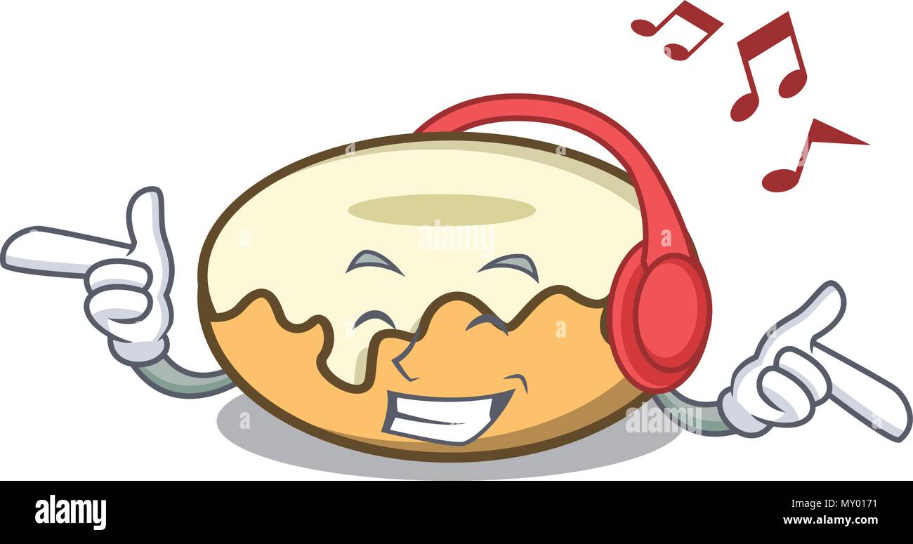 Listening music donut with sugar mascot cartoon Stock Vector Image ...
