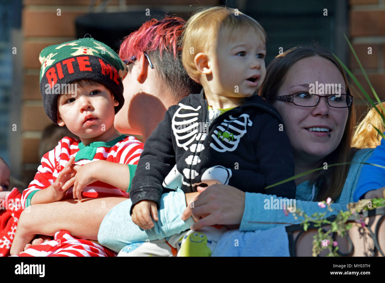 Team Shaw children await the arrival of Santa Claus on the deck of the ...