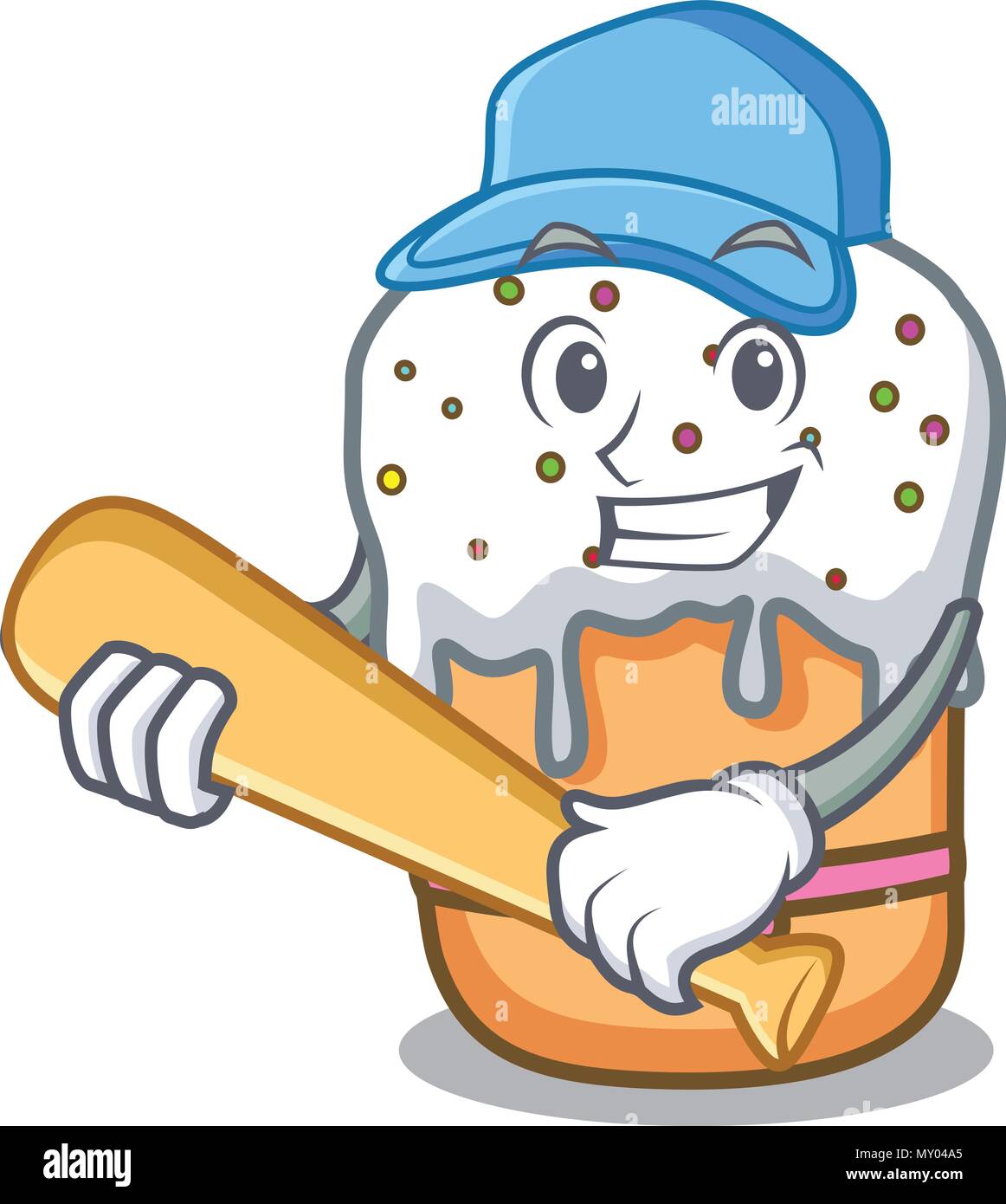 Playing baseball easter cake character cartoon Stock Vector Image & Art ...