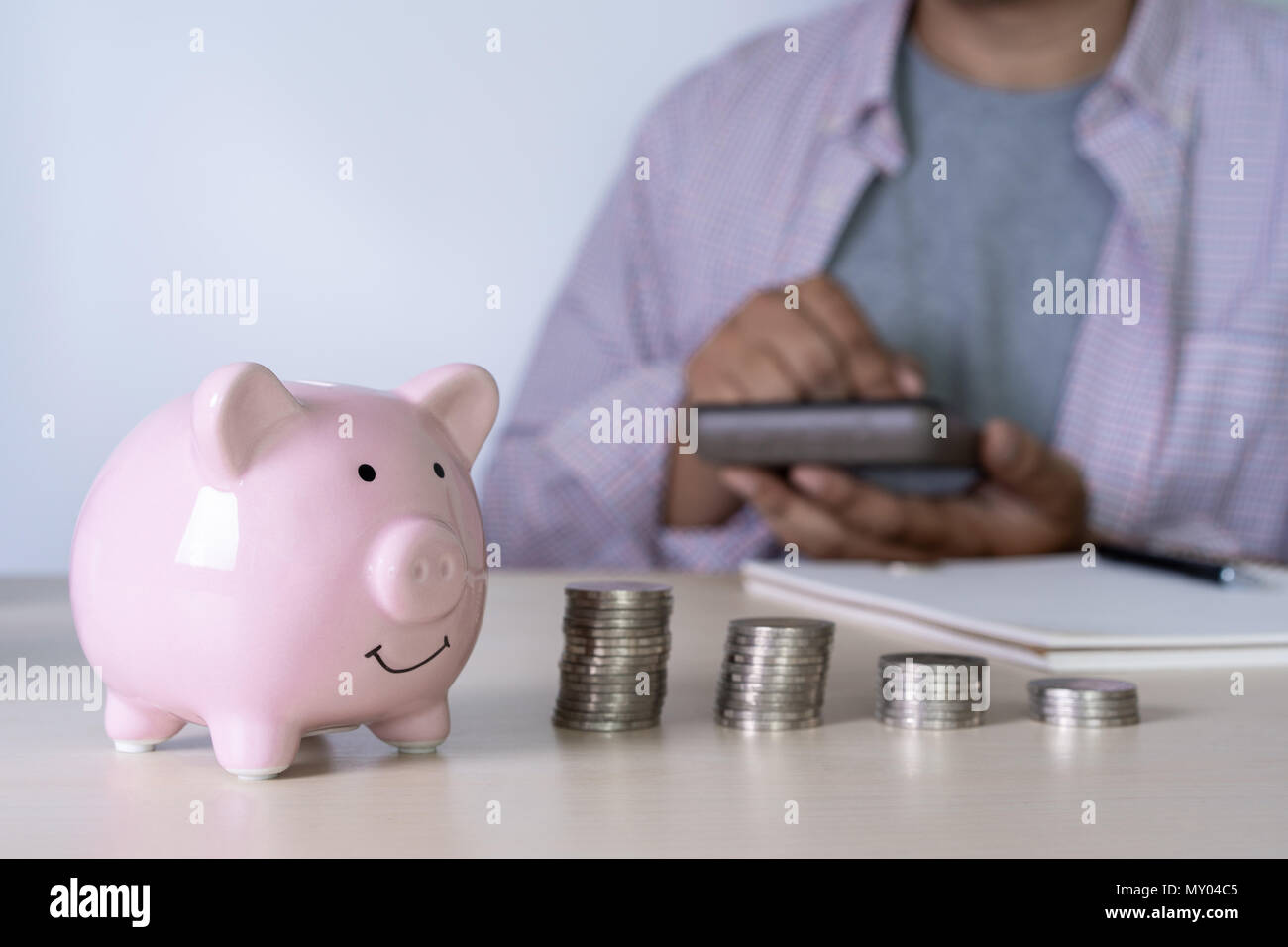 man Savings Coins wealth and financial Saving money business concept ...