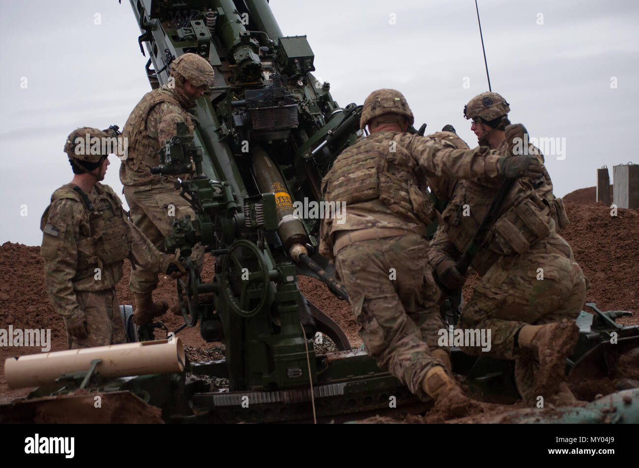 U.S Army Soldiers with Battery C, 1st Battalion, 320th Field Artillery ...