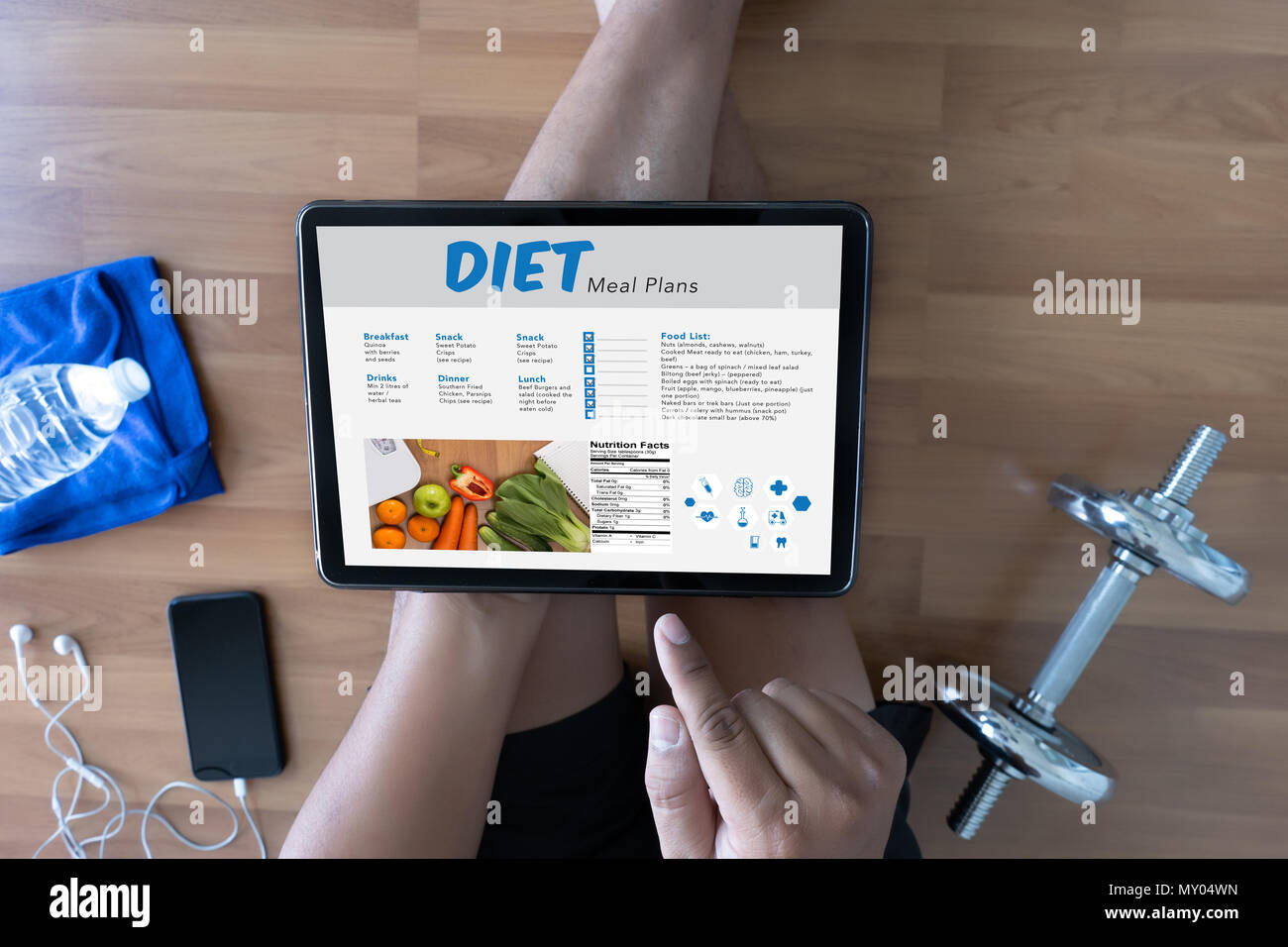 man Healthy fitness Lifestyle Diet food eating nutrition facts Stock ...