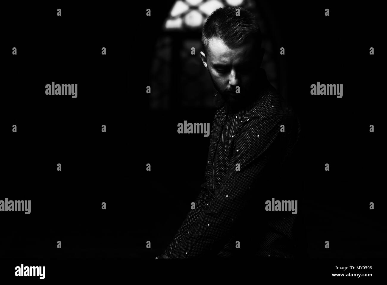 Humble Muslim Man Is Praying In The Mosque Stock Photo - Alamy