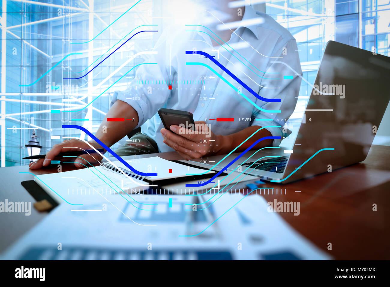 business with virtual diagram and IOT Stock Photo - Alamy