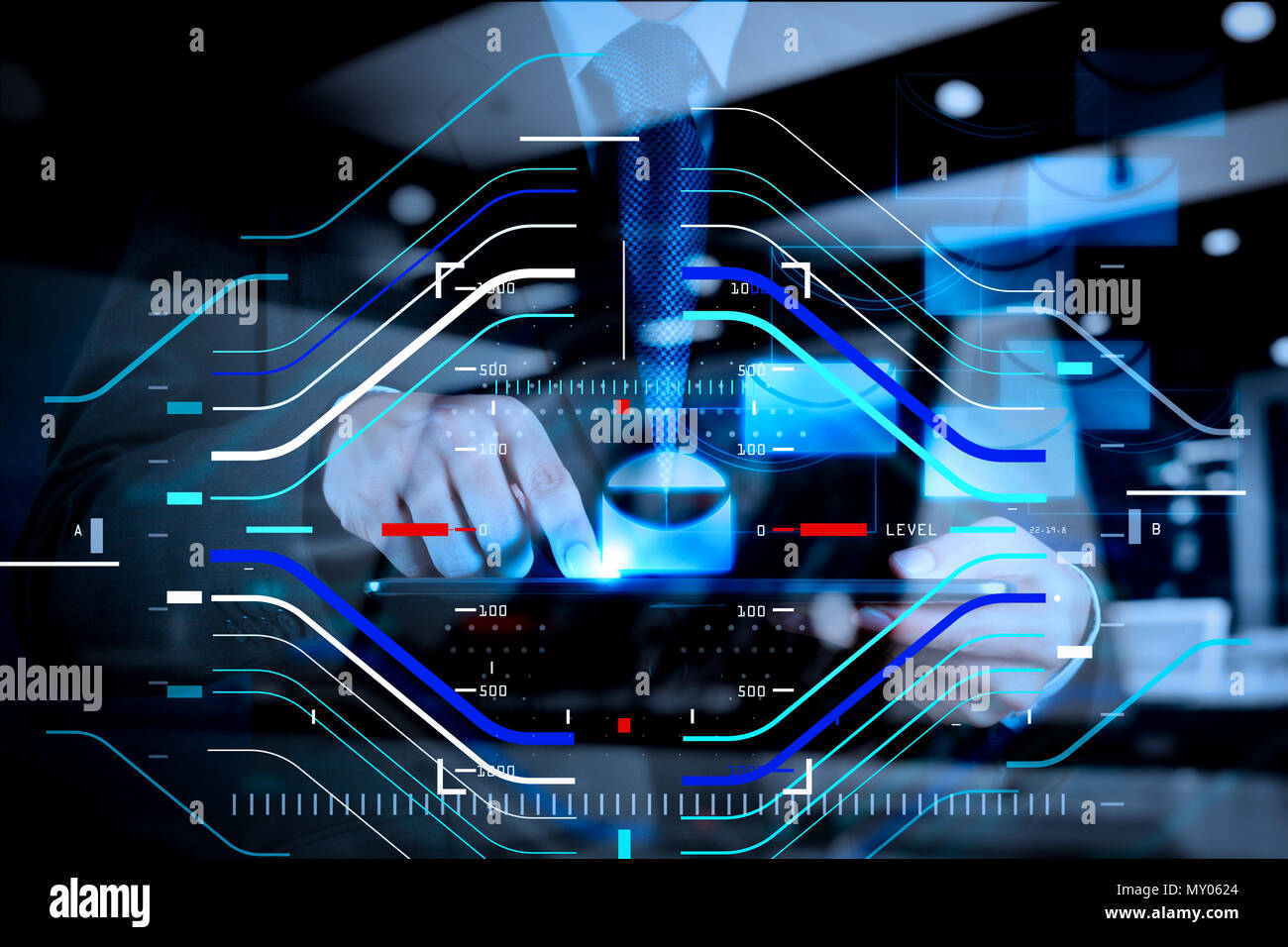 business with virtual diagram and IOT Stock Photo - Alamy