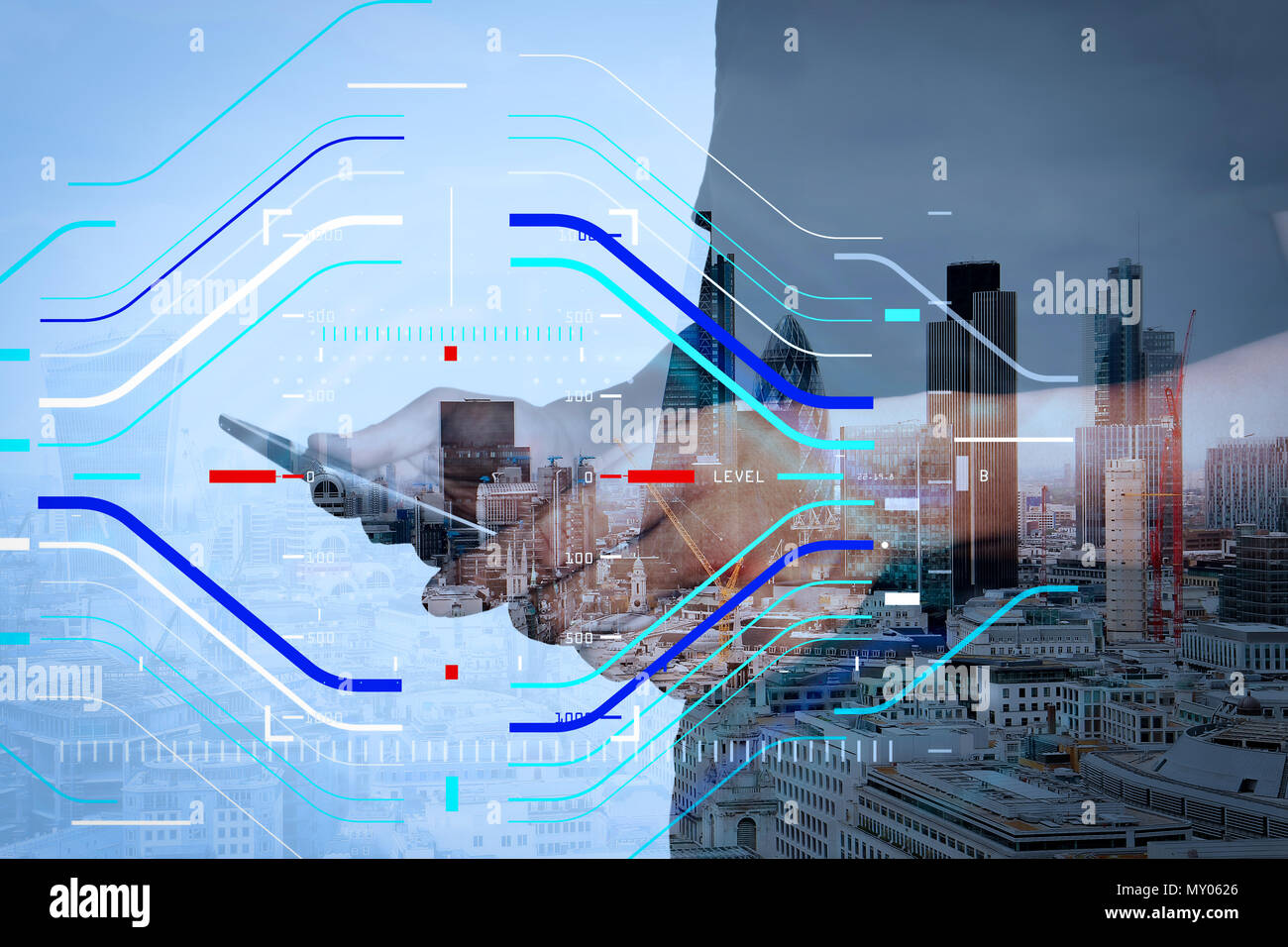 business with virtual diagram and IOT Stock Photo - Alamy