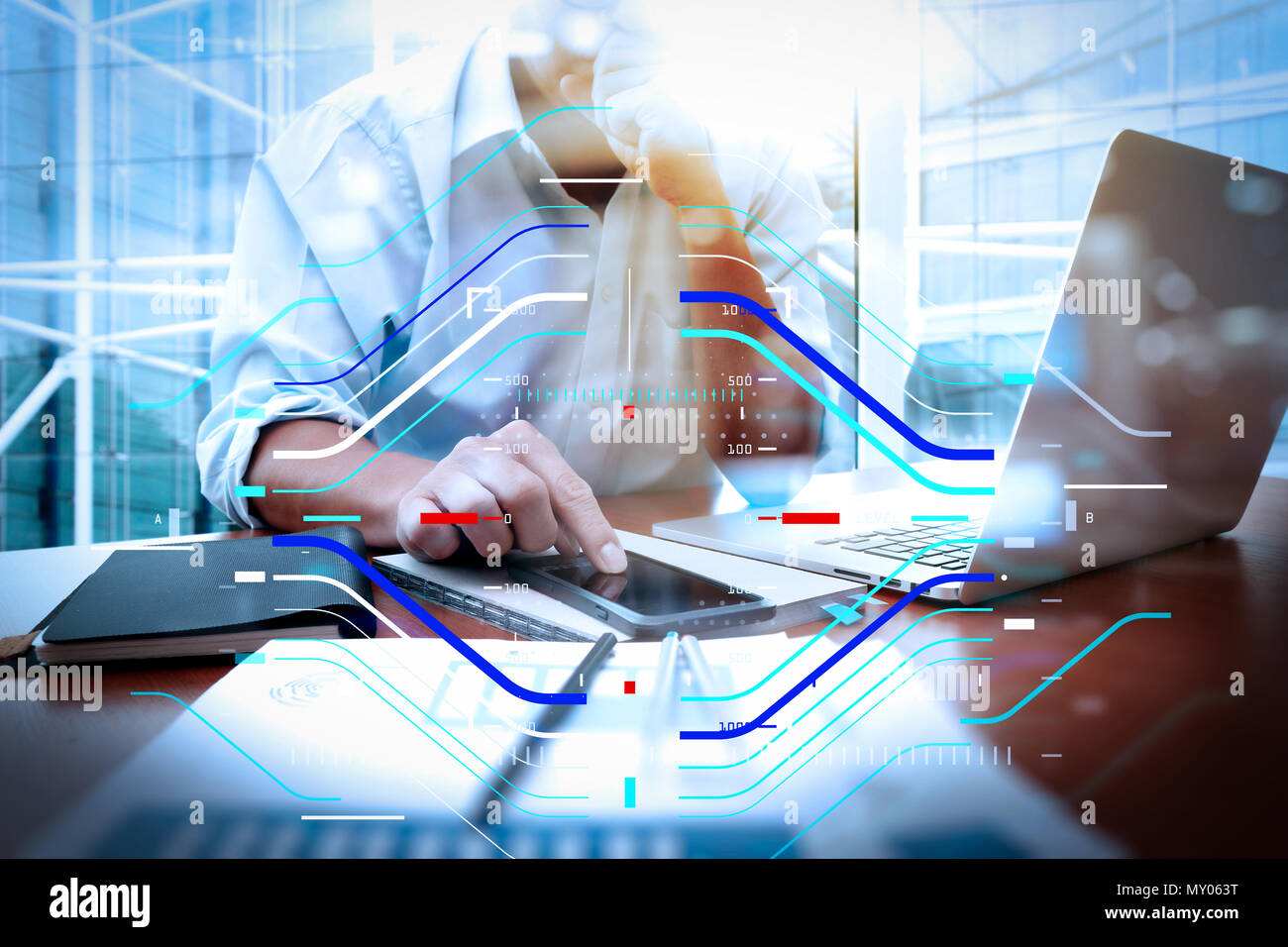 business with virtual diagram and IOT Stock Photo - Alamy