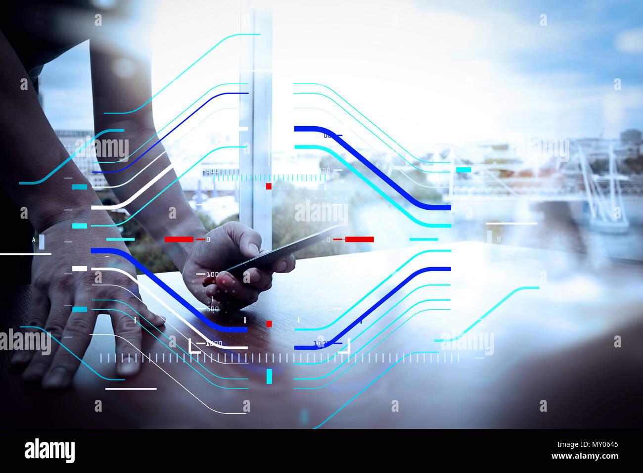 business with virtual diagram and IOT Stock Photo - Alamy