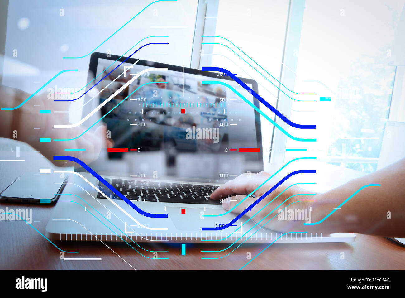 business with virtual diagram and IOT Stock Photo - Alamy