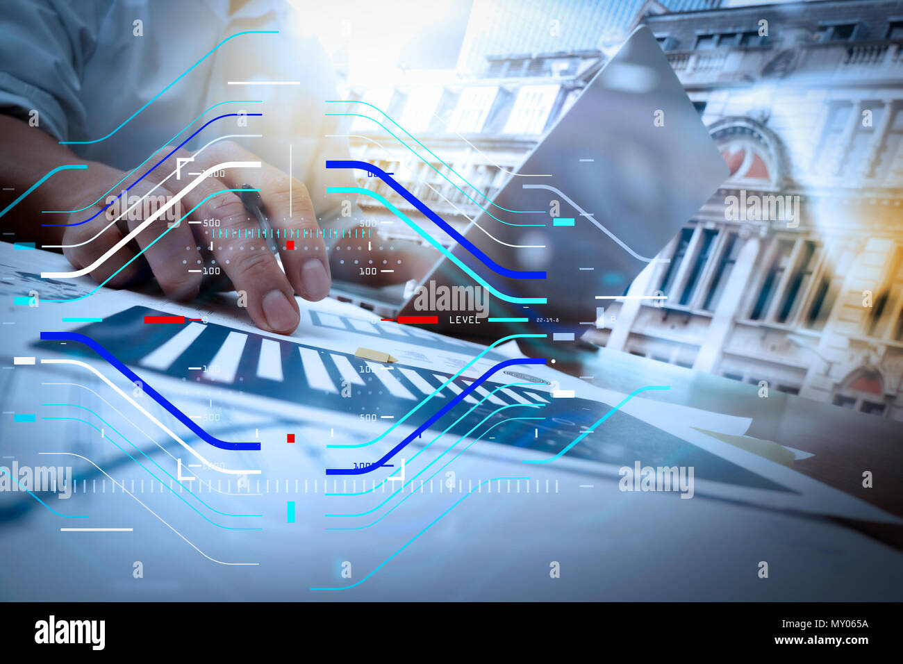 business with virtual diagram and IOT Stock Photo - Alamy